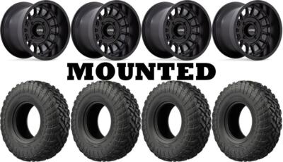 Kit 4 EFX Gripper R/T Tires 33x10-15 on KMC KS138 Impact Matte Black ...