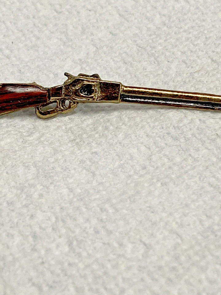 Vintage Gold tone Rifle Shotgun Gun Tie Clip Tie Bar Wood Inlay | eBay