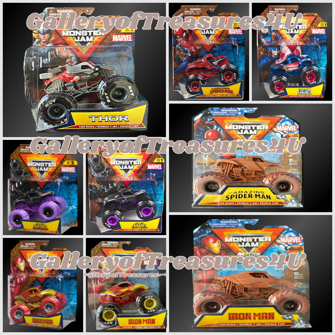 Monster Jam Marvel Thor Captain America Black Panther SpiderMan Flag ...