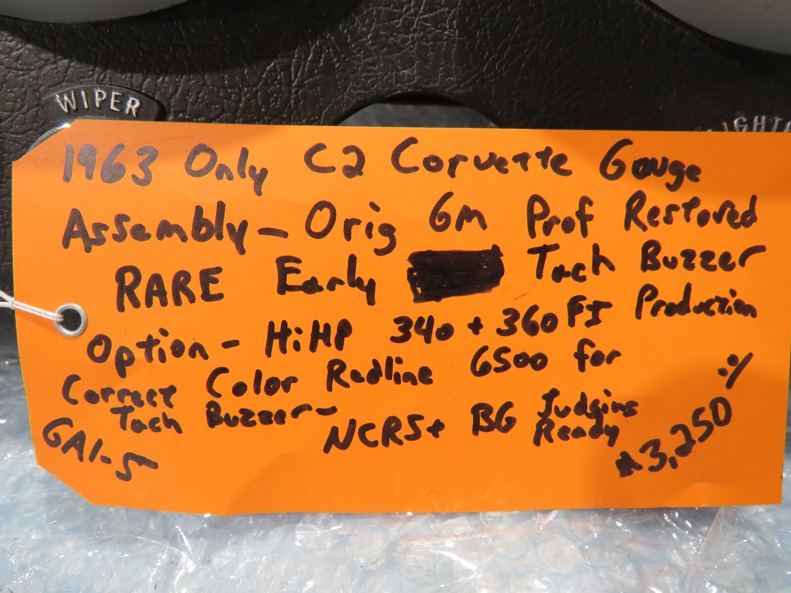 1963 Corvette C2 Instrument Cluster Gauge Cluster Tach Buzzer 6500 Prof ...