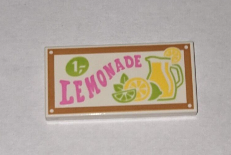 LEGO LEMONADE STAND SIGN Friends Minifig Food 2x4 Printed WHITE TILE ...
