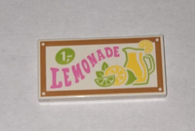 LEGO LEMONADE STAND SIGN Friends Minifig Food 2x4 Printed WHITE TILE ...