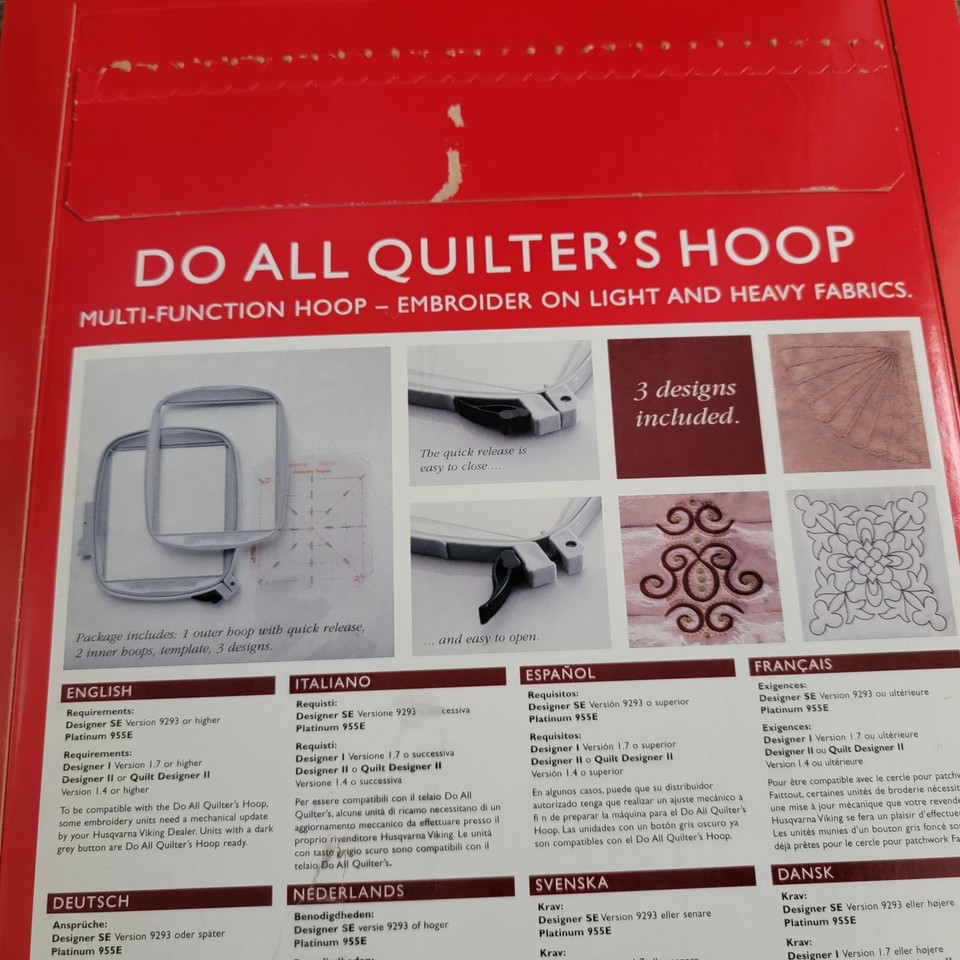 Husqvarna viking Do All Quilter's Hoop for Designer series and Platinum ...