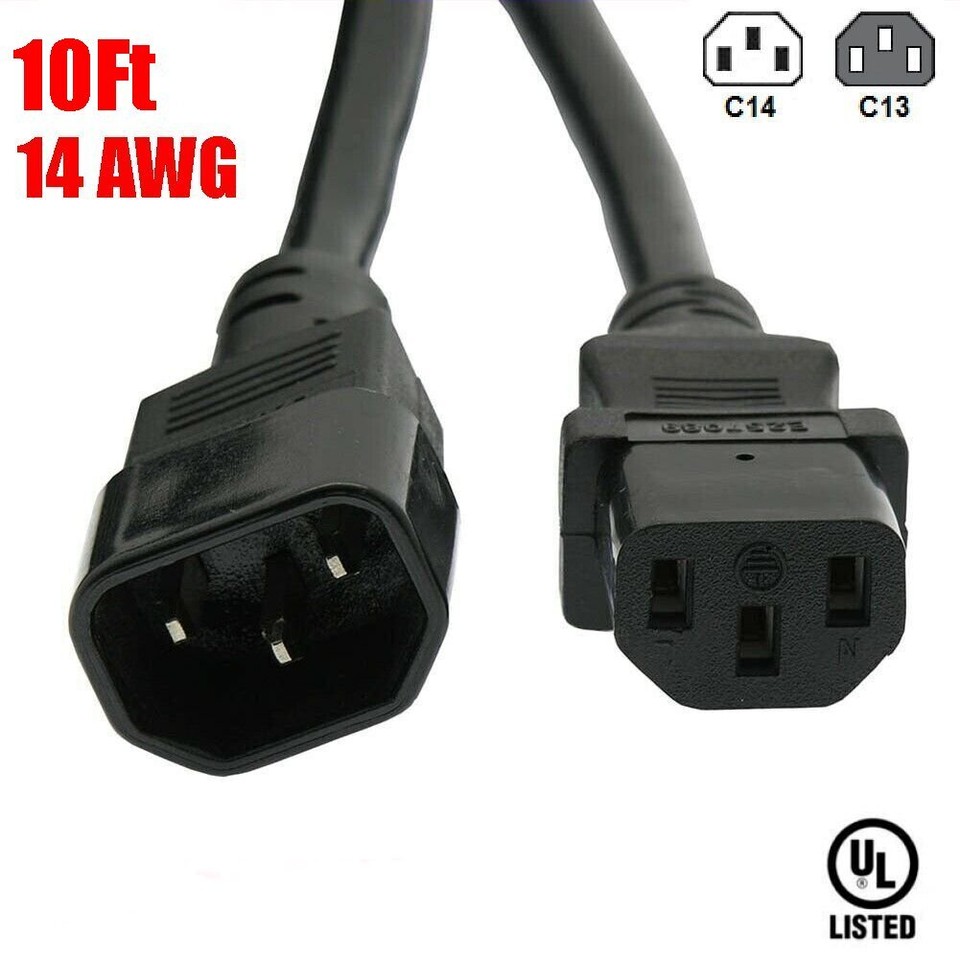 1Ft-10Ft Premium 14awg C13 to C14 Female-Male Extension Cable Power ...