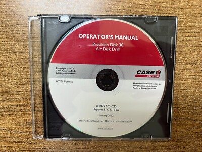 Case IH Operator's Manual CD for Precision Disk 30 Air Disk Drill | eBay