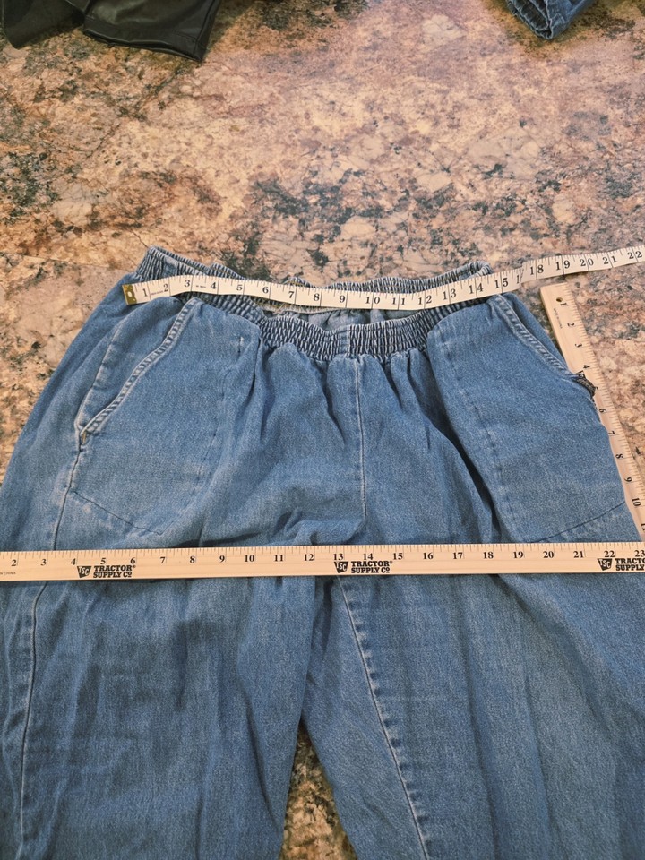 Chic Women's Size 20 Jeans Vintage Elastic Waist Pull On Loose Fitting ...