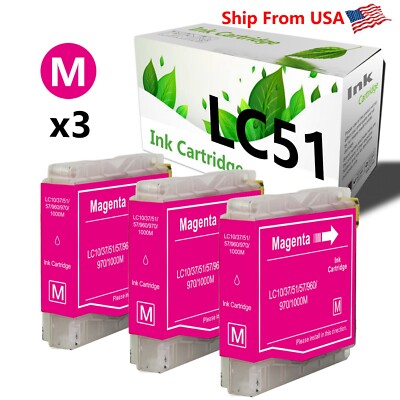 (3PK,Magenta) LC 51 LC51 Ink Cartridge for DCP-130C 135C MFC-5460CN ...
