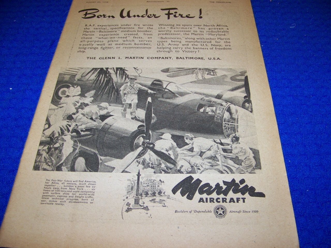 1943 MARTIN BALTIMORE "BORN UNDER FIRE!"..1-PAGE SALES AD (151KK) | eBay