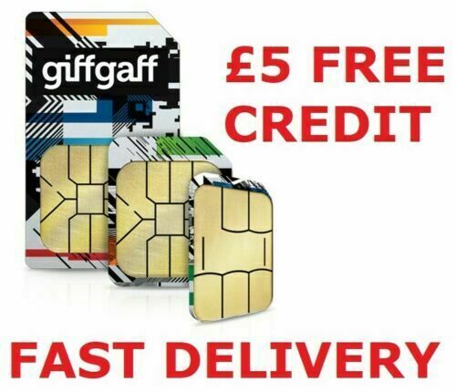 Giffgaff 3in1 SIM Card Nano/Micro/Std - FREE £5 Credit (see desc) PAYG ...