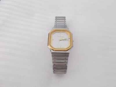 VTG Hamilton 9450 Stainless Steel Gold Tone Watch Hexagonal Case Week ...