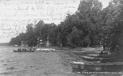 J12/ Crooked Lake Indiana RPPC Postcard c1910 Long Beach Boats 27 | eBay