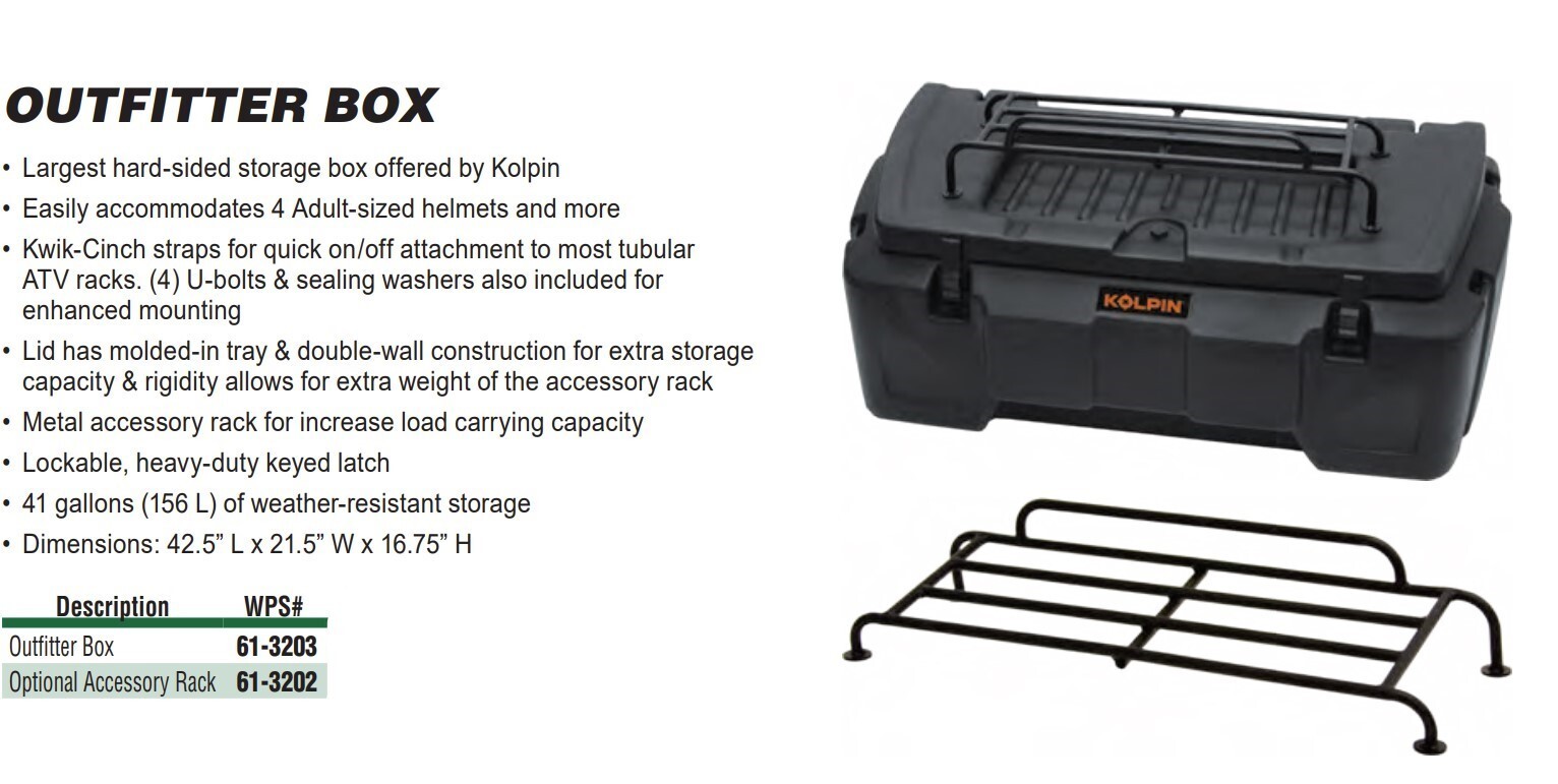 New Kolpin ATV Storage Trunk, Heavy Duty Outfitter Box for Four ...