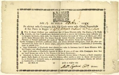 Documento antico ed originale 1784 Reggio Emilia | eBay