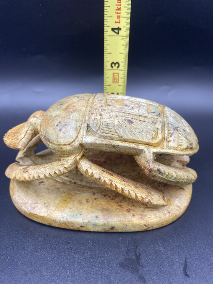Beautiful Vintage Egyptian Stone Carved Scarab w/ Hieroglyphic Writing ...