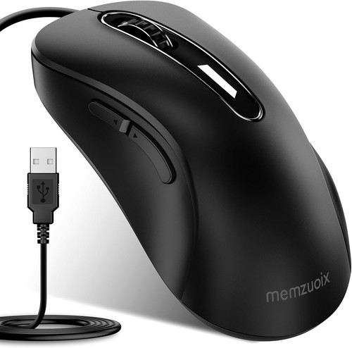 memzuoix Wired Mouse, USB Computer Mouse 1200 DPI Mobile Optical Black ...