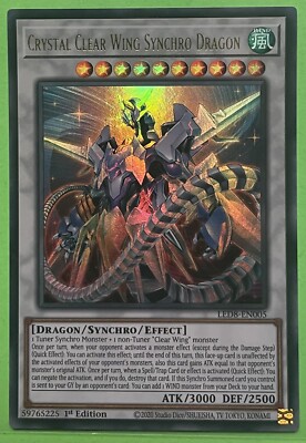 Crystal Clear Wing Synchro Dragon LED8-EN005 Ultra Rare 1st Ed NM Yu-Gi ...
