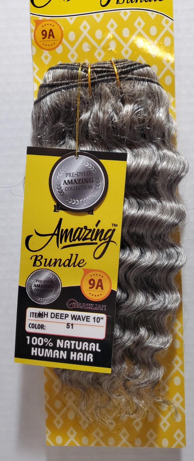 10 inch Deep Wave 100% Human Hair Tangle free Color #51 salt &pepper ...