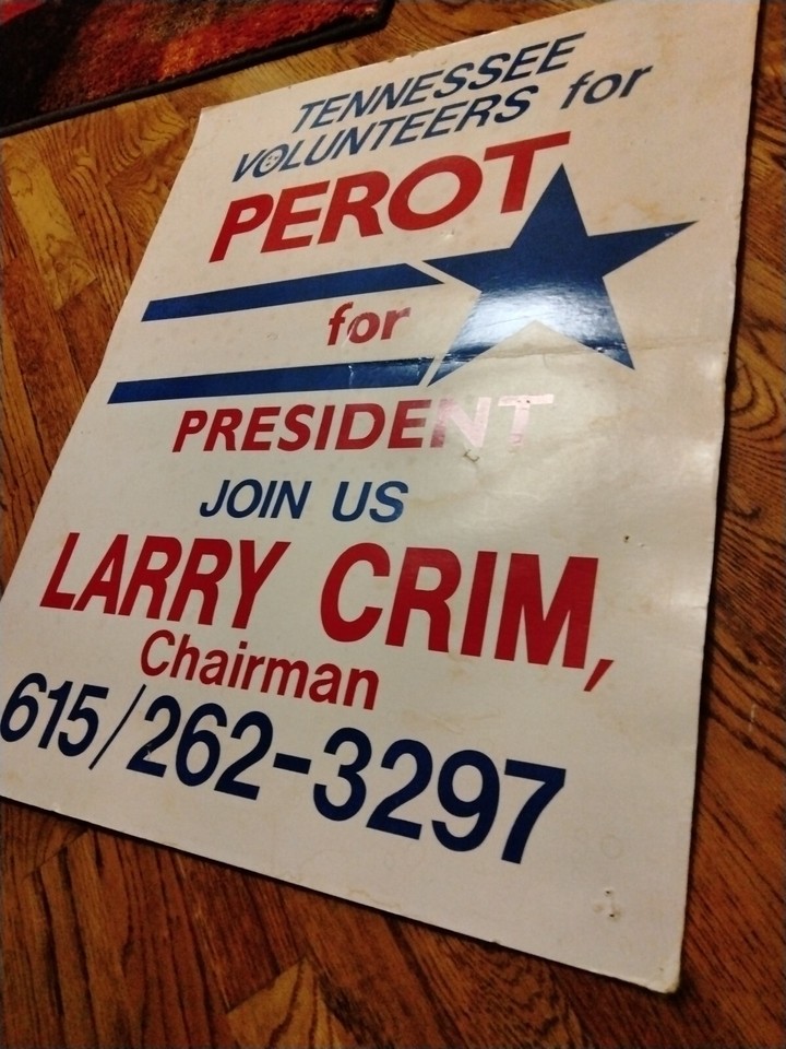 1992 Ross Perot for President- Campaign Poster -TENNESSEE - 22" X 28 ...
