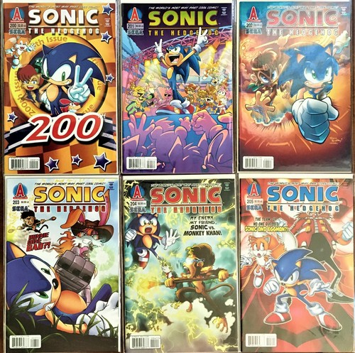 LOT 145: SONIC The HEDGEHOG 6 Comic Books #200-205 ~ 2009 Bagged ...
