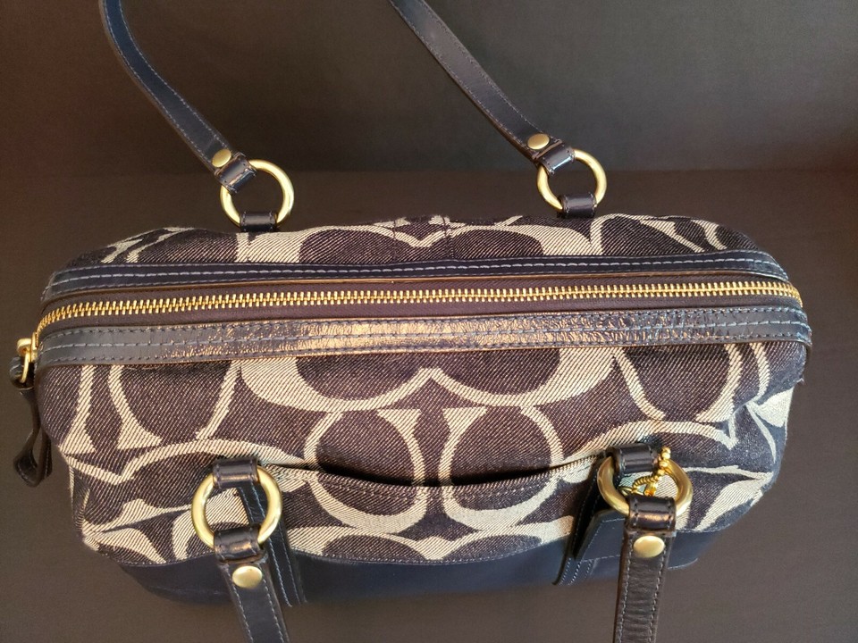 COACH Signature Denim Satchel Bag Purse Tote Handbag Blue DO826-12551 ...