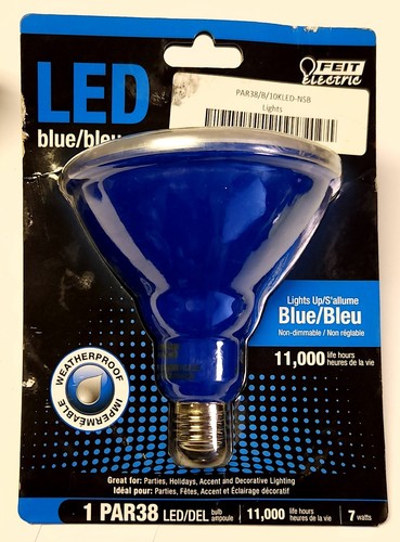 FEIT ELECTRIC PAR38 LED BLUE PAR38 B 10KLED Waterproof Bulb LAMP 120VAC ...