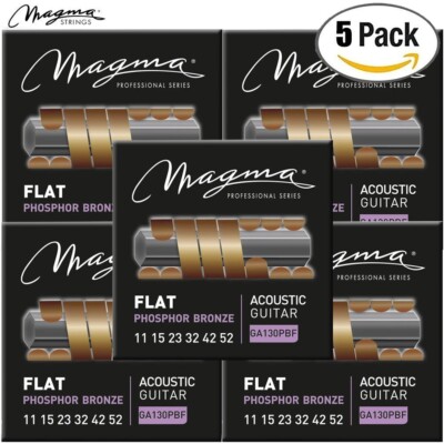 5-PACK Magma GA130PBF Phosphor Bronze Flat Wound Acoustic Guitar ...