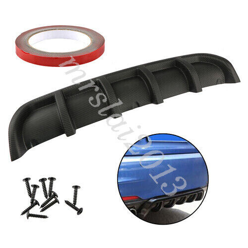 Universal Car Rear Bumper Spoiler cover Diffuser Shark Fin Kit Carbon ...