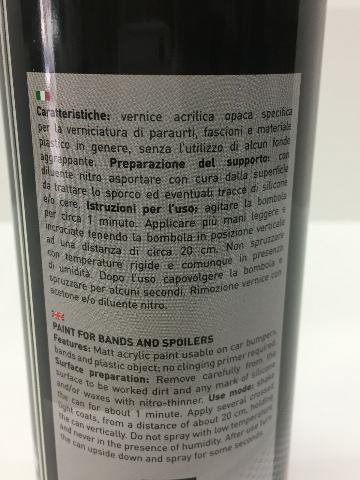 VERNICE BOMBOLETTA SPRAY NERO OPACO PER PLASTICHE SENZA UTILIZZO ...