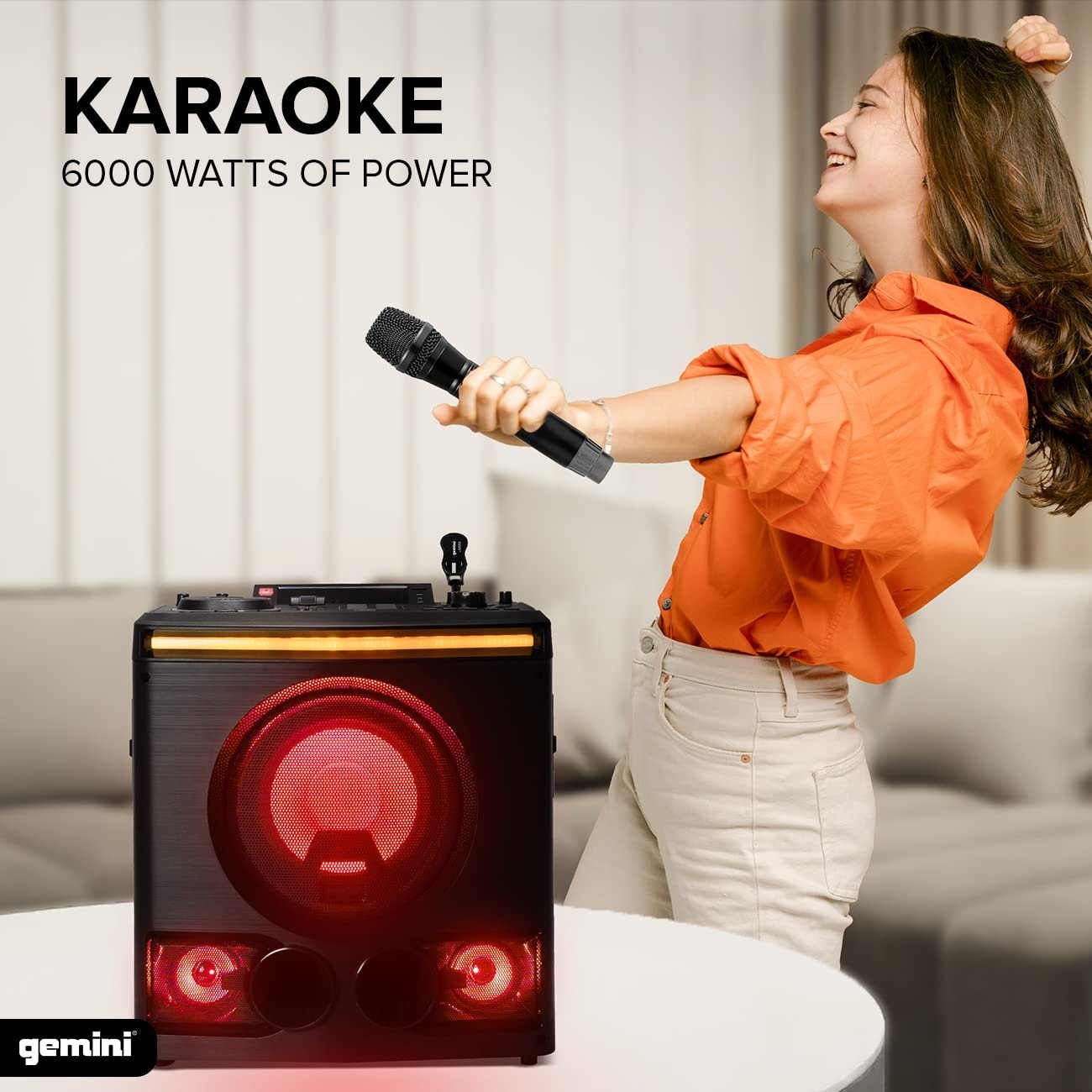Gemini GPK-1200 45 Inch 6000W W DJ LED Karaoke Machine Party Bluetooth ...