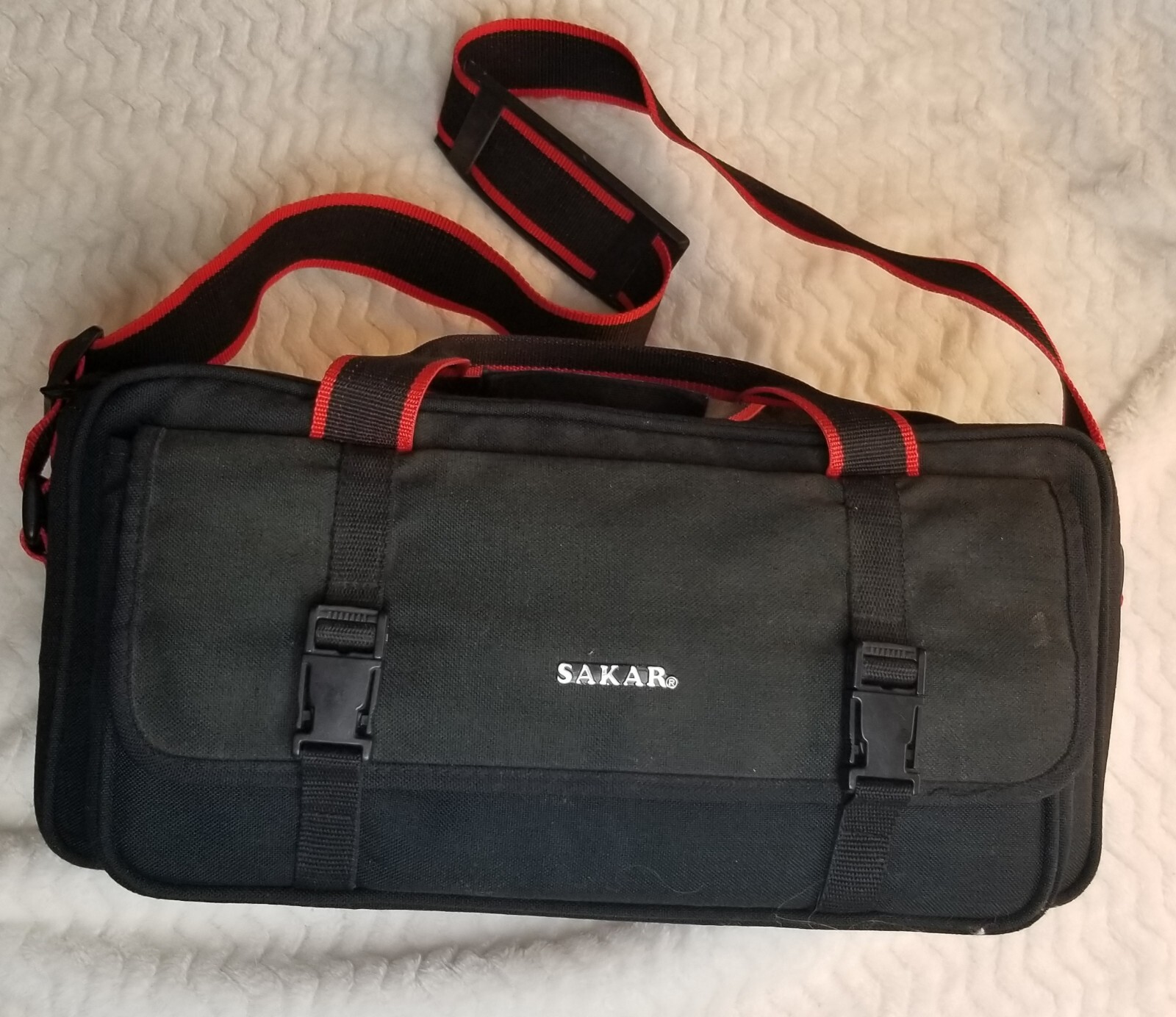 SAKAR Camera Camcorder Bag Black Red Handle + Shoulder Strap Dual Zip ...