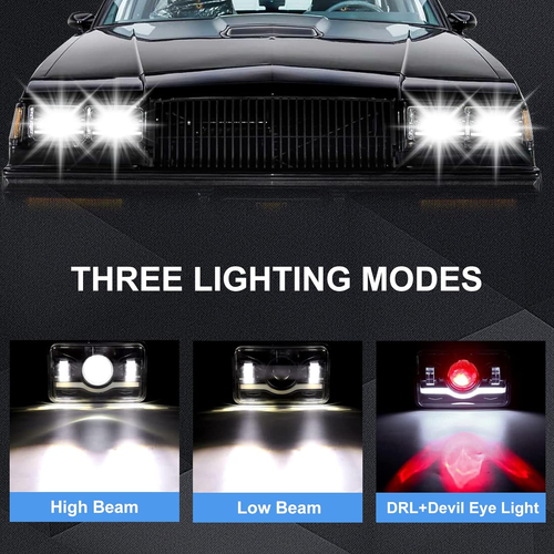 DOT 4PCS 4x6" LED Headlights Hi/Lo Beam DRL For Chevy C10 Pickup truck ...