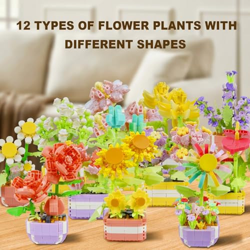 Flower Botanical Collection Mini Building Block Set, Plants Office Home ...