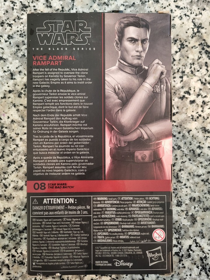 Vice Admiral Rampart Bad Batch 08 6" STAR WARS The Black Series Sealed ...