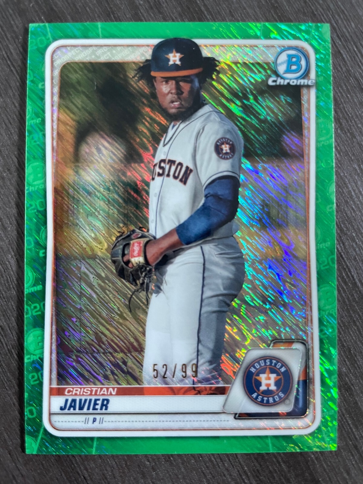 2020 Bowman Chrome Cristian Javier #BCP-56 Green Shimmer Refractor ...