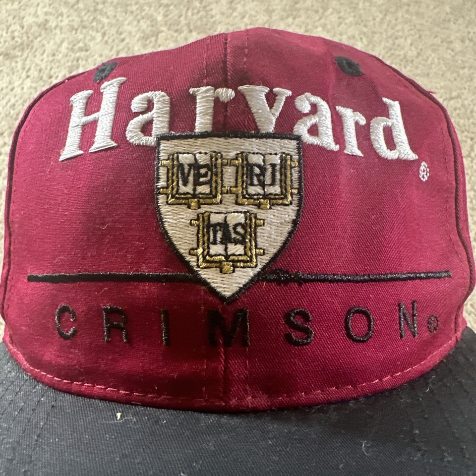 VTG Harvard Crimson Hat Cap Adult Burgundy Snapback Adjustable Twins ...
