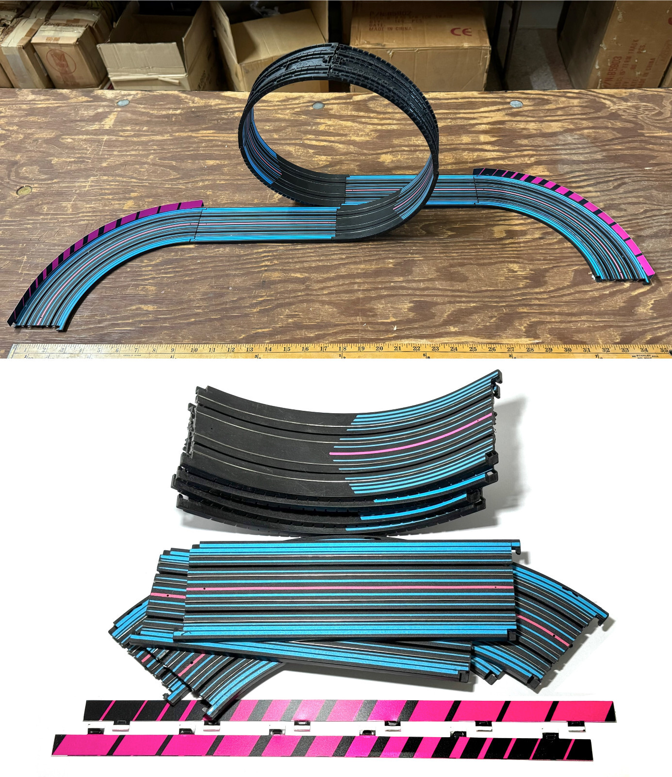 10pc 1982 Aurora Speed Lok LAZER 2000 Slot Car Straight Track Loop ...