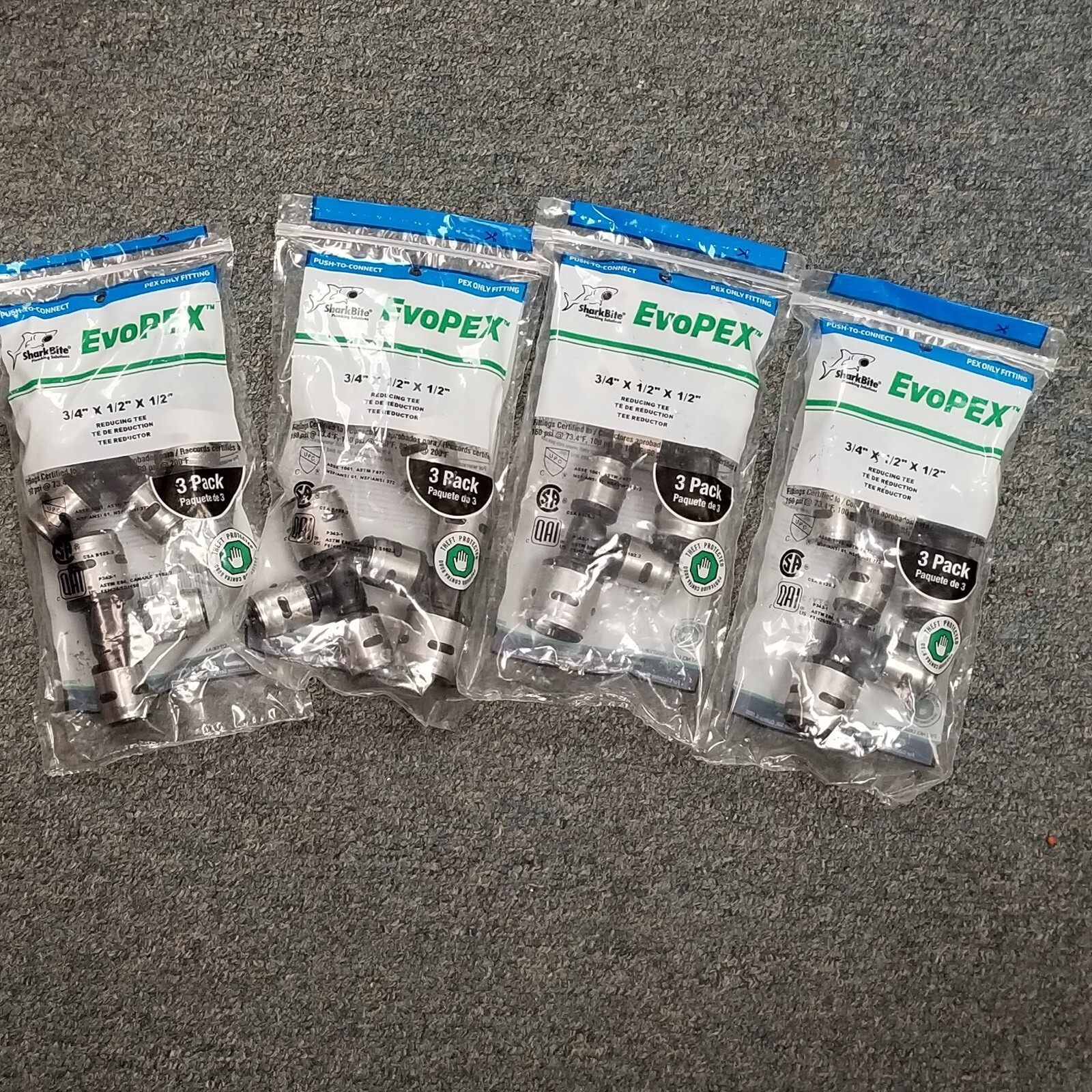 SharkBite EvoPex Lot Of 4 Packs Of 3 (12 Total) 3/4” X 1/2" X 1/2 ...