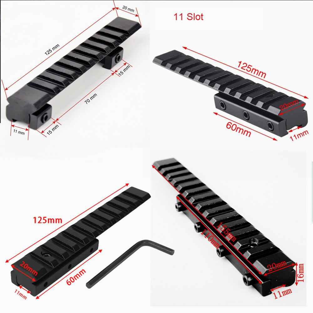 Extend Scope Mount Dovetail 11mm to 20mm Rifle Picatinny Rail Adapter ...