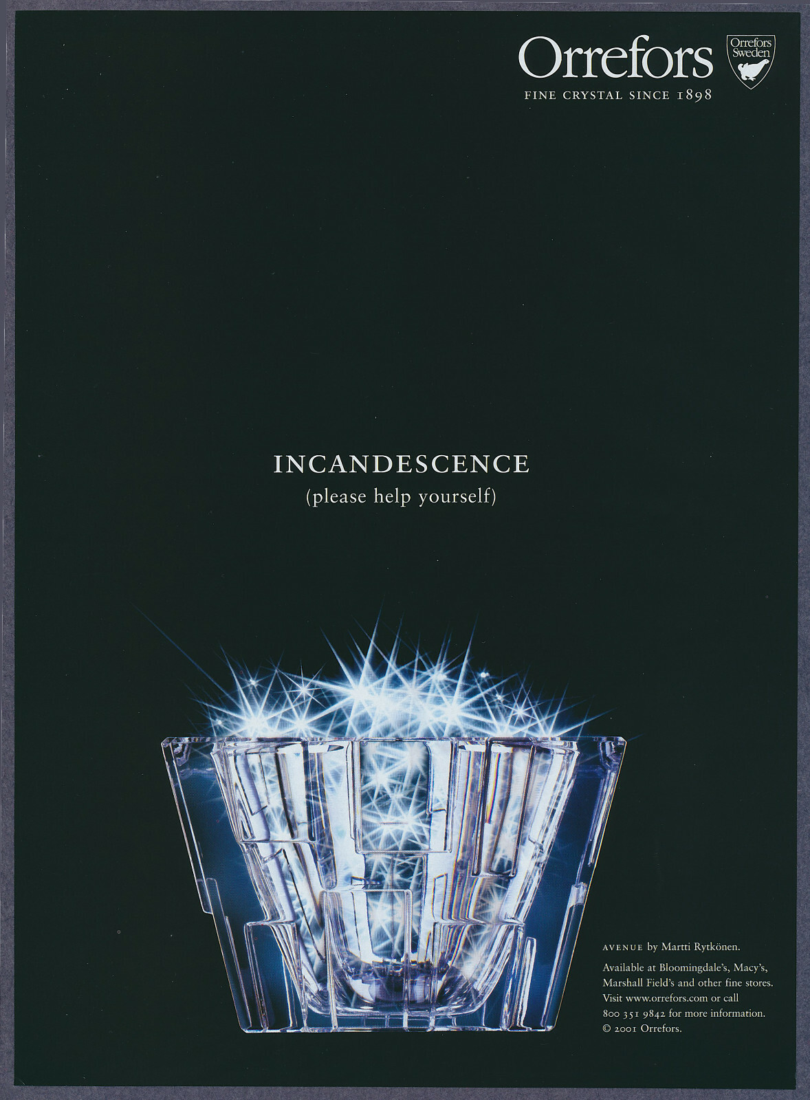 Avenue Martti Rytkonen Orrefors Fine Crystal Vintage Magazine Print Ad ...