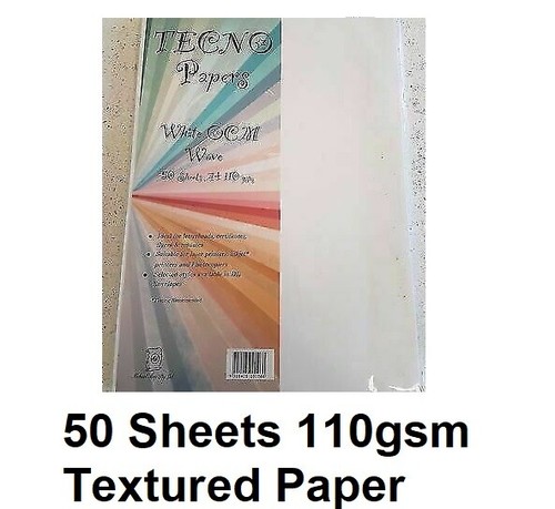 Tecno Papers White OCM Wove 110gsm textured A4 Elegant Paper 50 Sheets ...