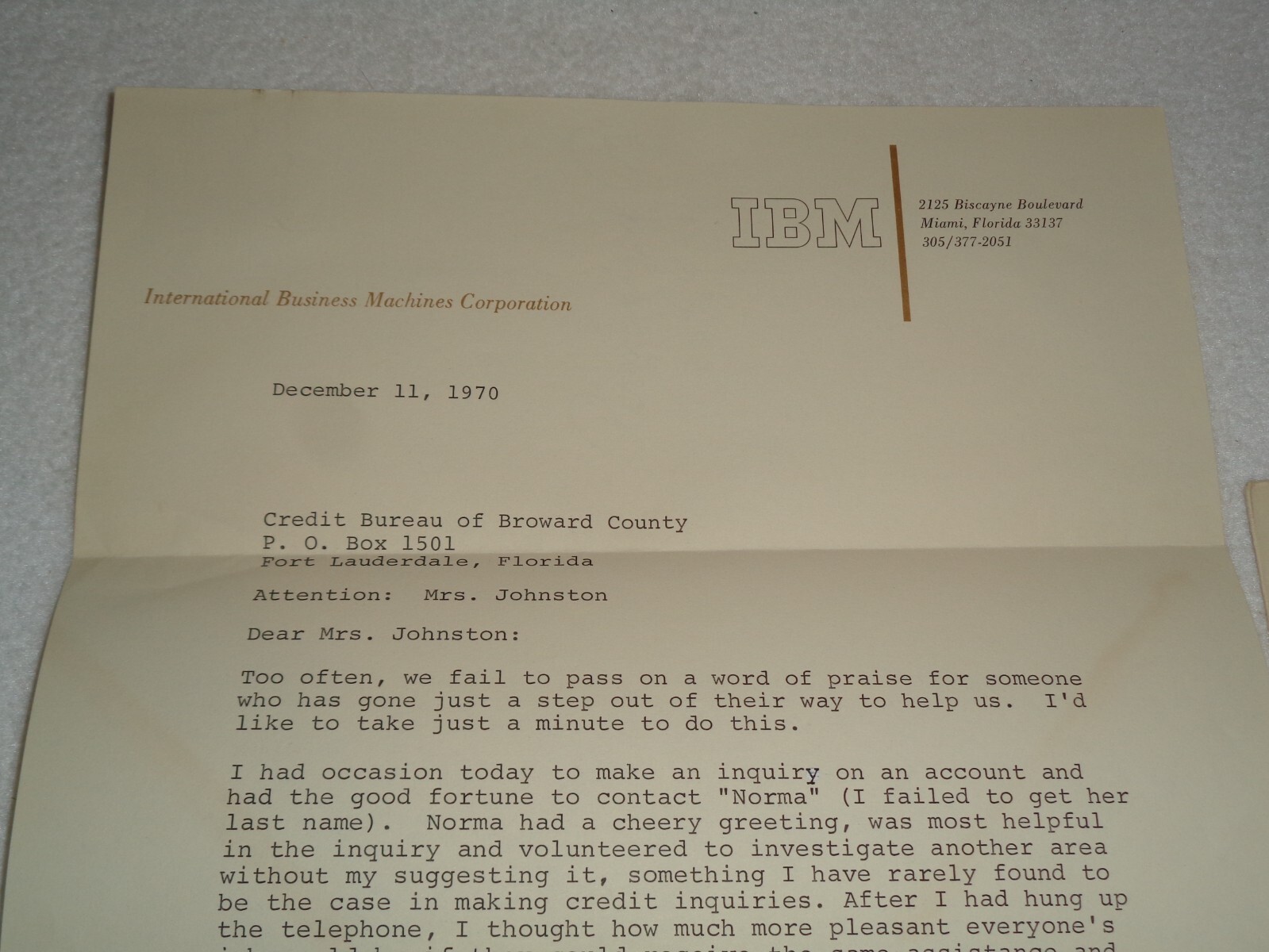 IBM International Business Machines Corporation 1970 Miami FL Original ...