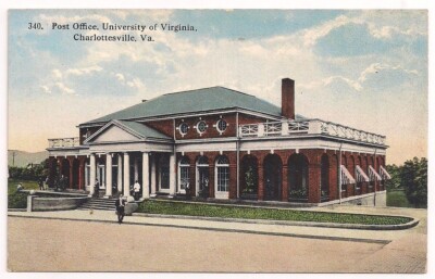 CHARLOTTESVILLE VA Postcard POST OFFICE University of Virginia c.1915 J ...