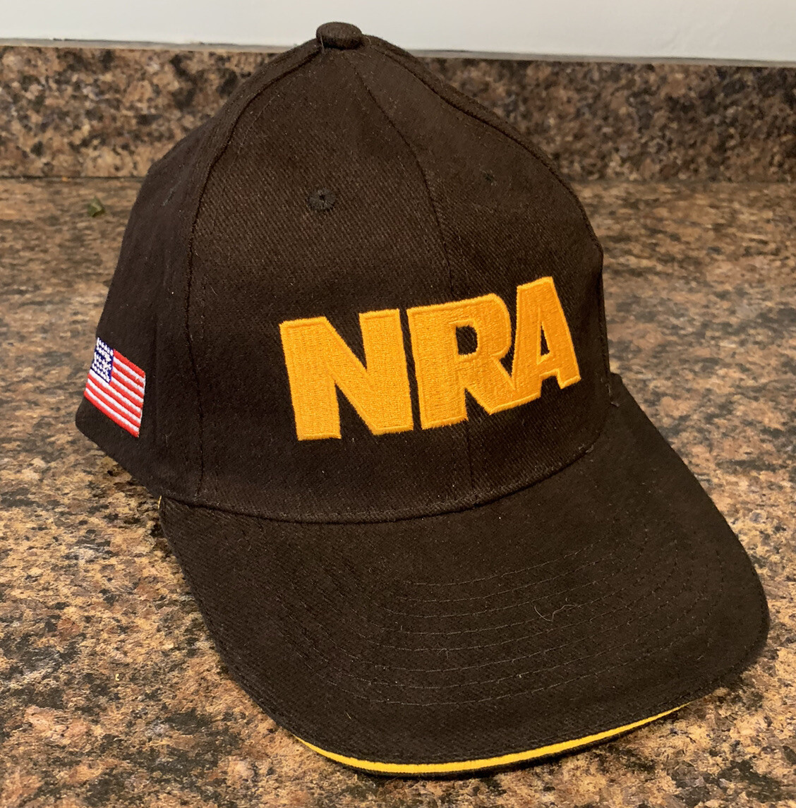 New NRA Membership Embroidered Hat Cap Adjustable Black Gold w/USA Flag ...