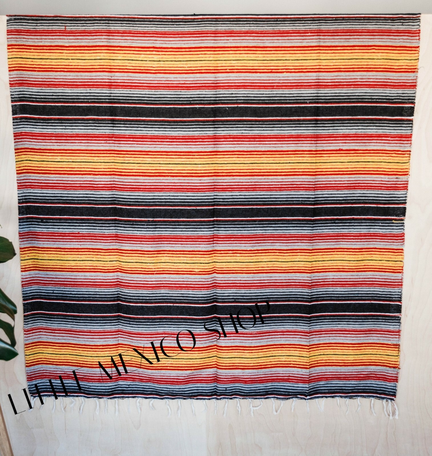 SARAPE Mexican Blankets - BLACK/GRAY/RED - Serape Saltillo Handmade ...