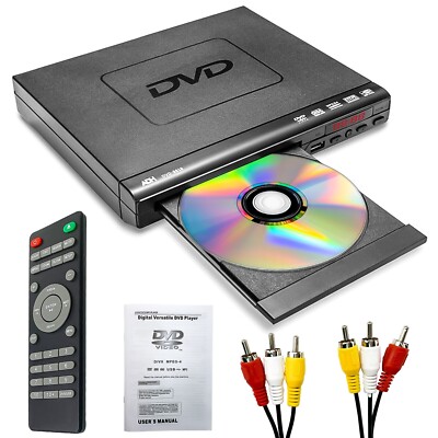 HD 1080P DVD Player for TV w/ USB+RCA Output All Region Free DVD CD ...