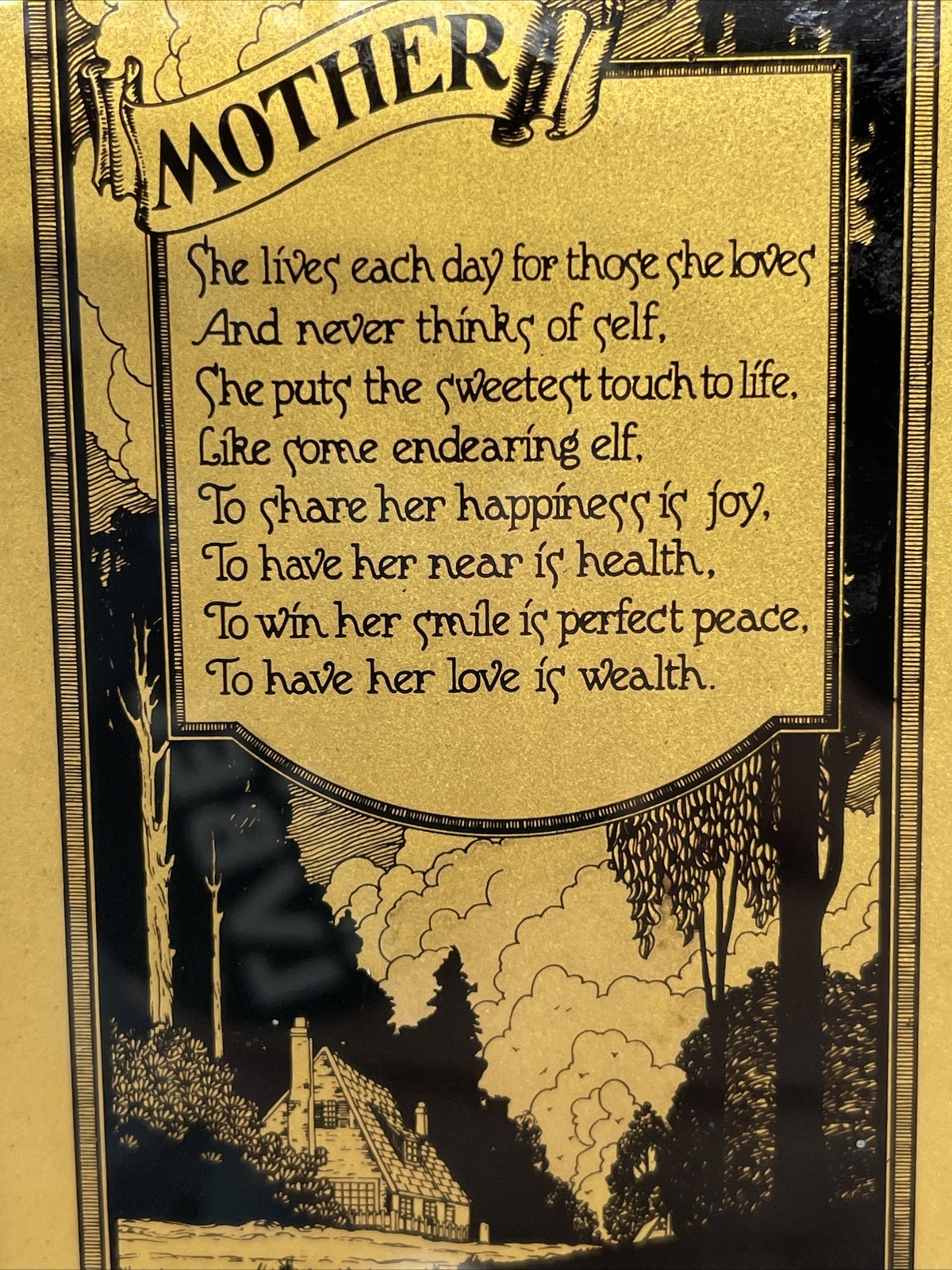 Vintage Frame With Beveled Mirror & Image of MOTHER Poem In Back | eBay