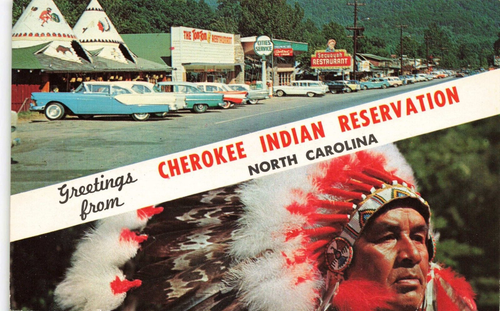 Postcard Banner Greetings Cherokee Indian Reservation North Carolina NC ...