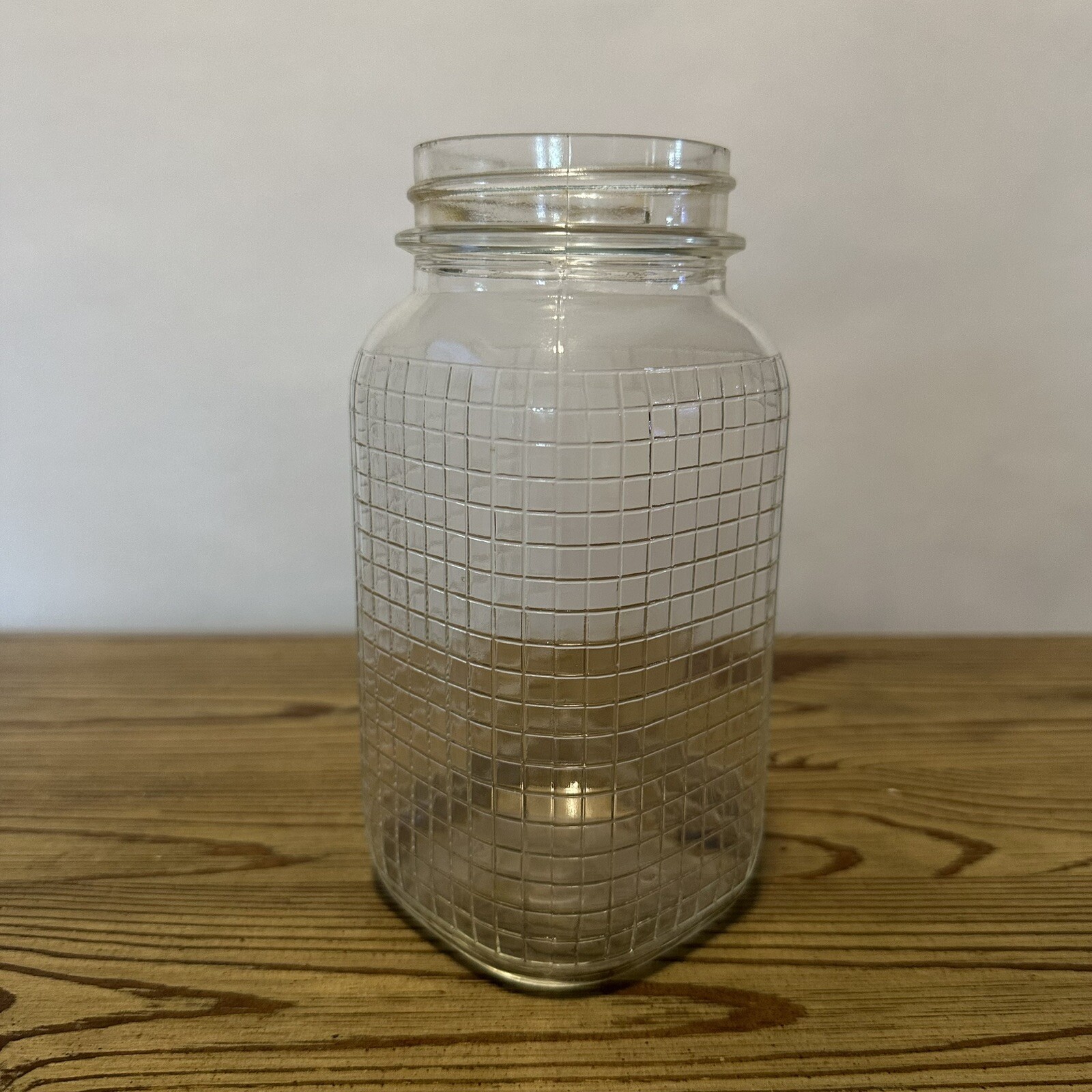 Vintage Glass Quart Mason Jar Square Waffle Grid Pattern No Lid | eBay