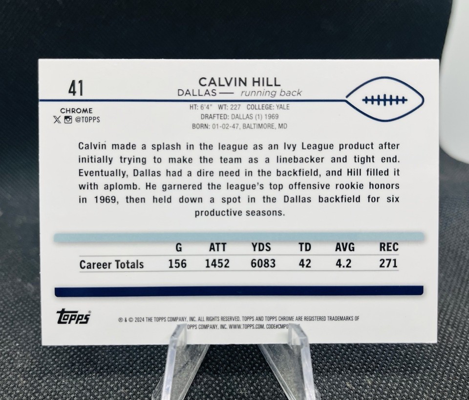 2024 Topps Chrome - Calvin Hill #41 Magenta Shimmer /399 Dallas Cowboys ...