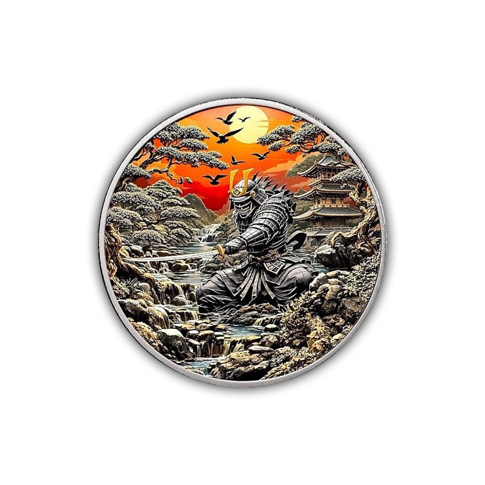 2025 Historic Warriors Samurai Colorized 1 Gram .999 Silver Round In ...